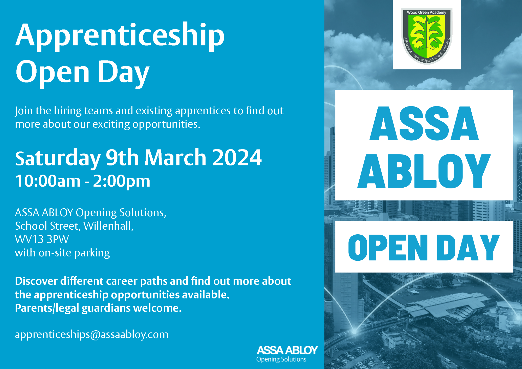 ASSA ABLOY Apprentice Open Day | Saturday 9th March - Wood Green Academy